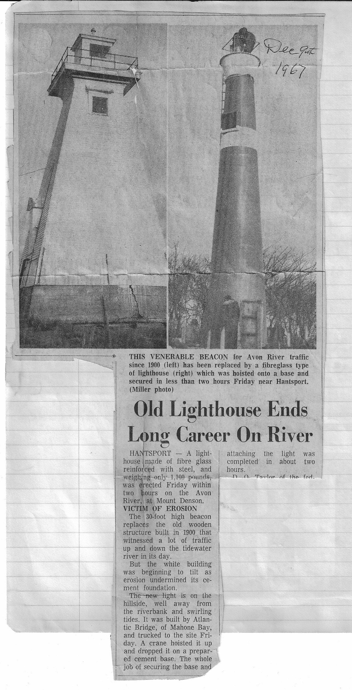 Avon River Lighthouses – Hantsport & Area Historical Society